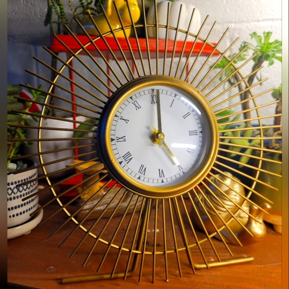 Wall Decor | Sunburst Gold Analog Clock | Poshmark